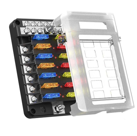 Amomd 12-Way DC 32V Fuse Block Mega Terminal Box Plastic Fuse Holder ...
