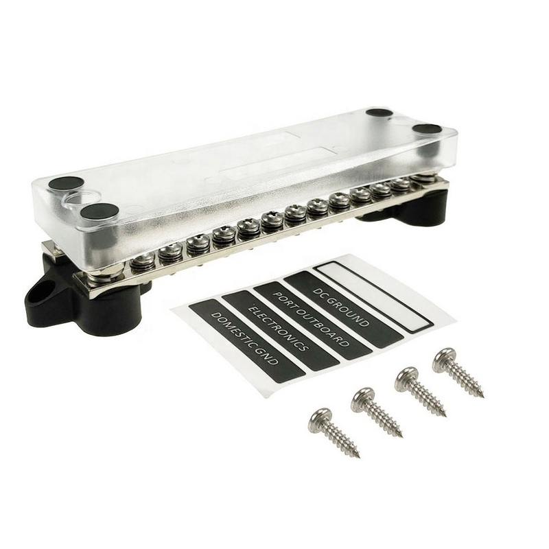 Amomd 100A Dual Terminal Screw Type Bus Bar Connector Block 12 Way ...