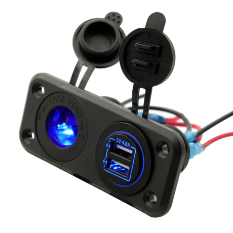12V 24V DC Marine USB Socket Dual and LED Marine Cigar Lighter Socket ...