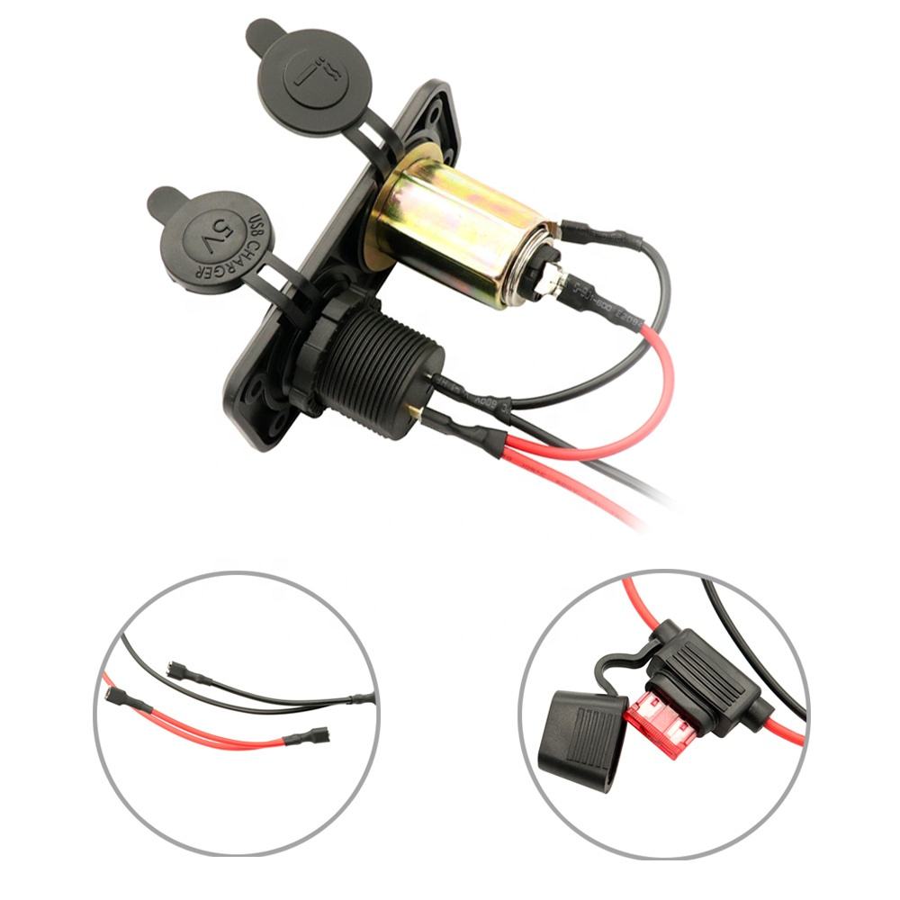 Amomd 12V / 24V DC Led Power Outlet Socket USB 2 Jack Socket with ...