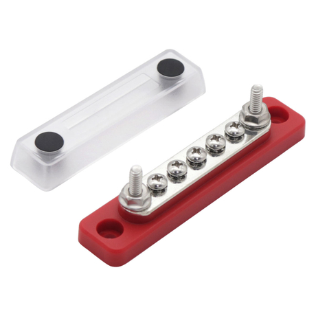 Amomd 5-Way 100A Red Copper Busbar Connector Screw-Fixed with Cover for ...